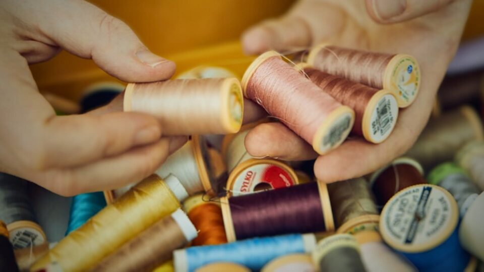 Hazel Bruce: 'Make do and mend' pieced fabrics connected by repeated ...
